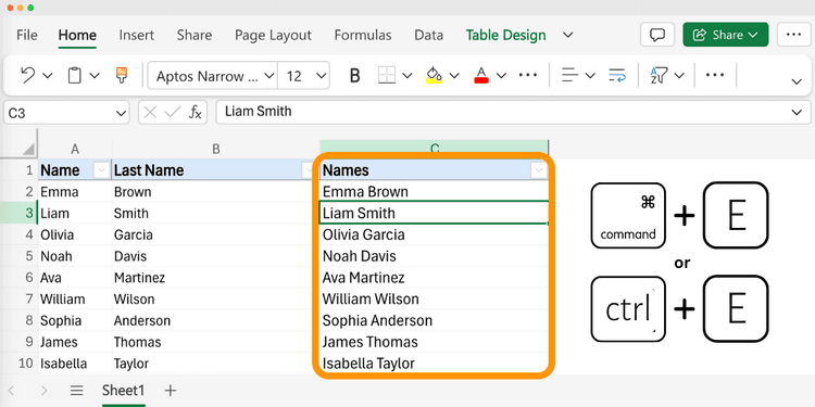 How to Combine First and Last Name in Excel?
