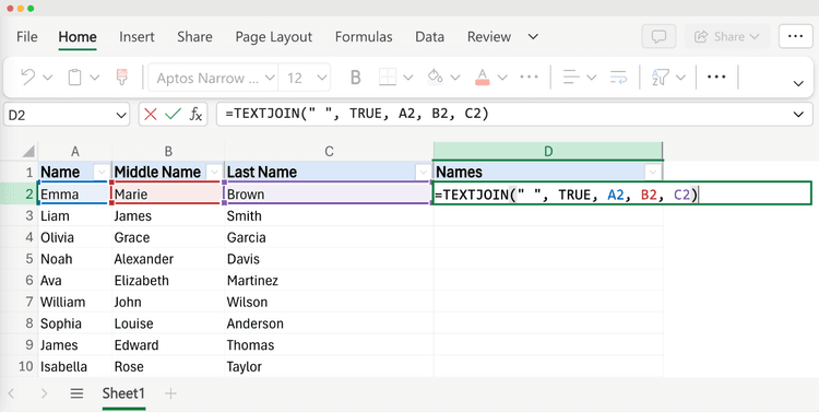 How to Combine First and Last Name in Excel?