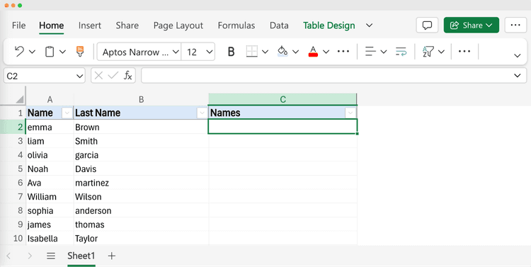 How to Combine First and Last Name in Excel?