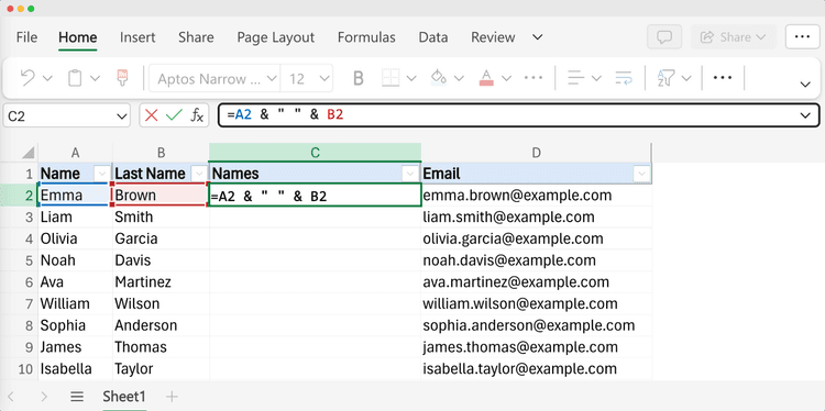 How to Combine First and Last Name in Excel?